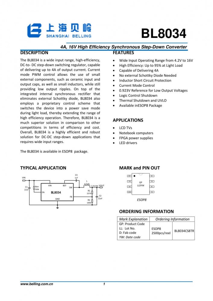 BL8034CS8TR datasheet page 1