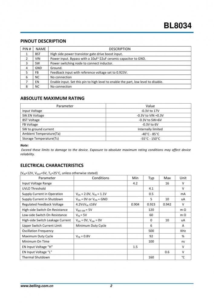 BL8034CS8TR datasheet page 2