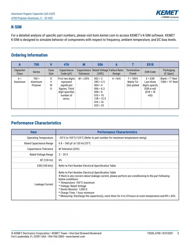 A700 datasheet page 2