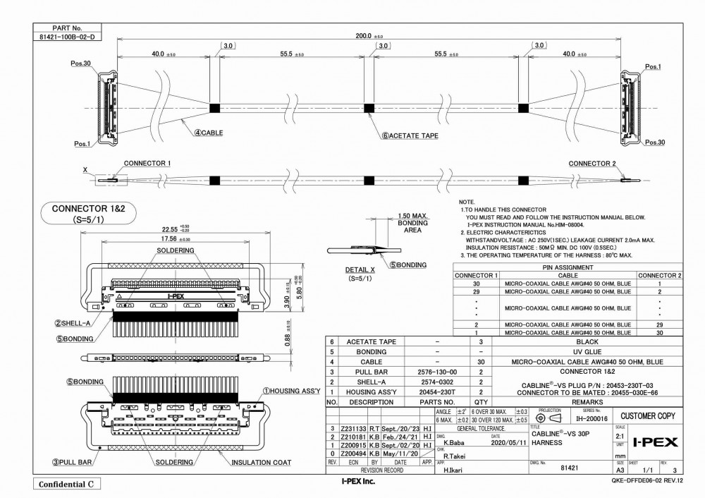 I-PEX 81421-100B-02-D technical document page