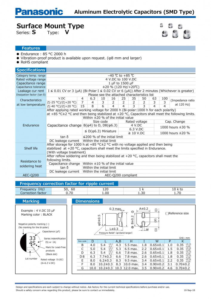 Product technical document, page 1