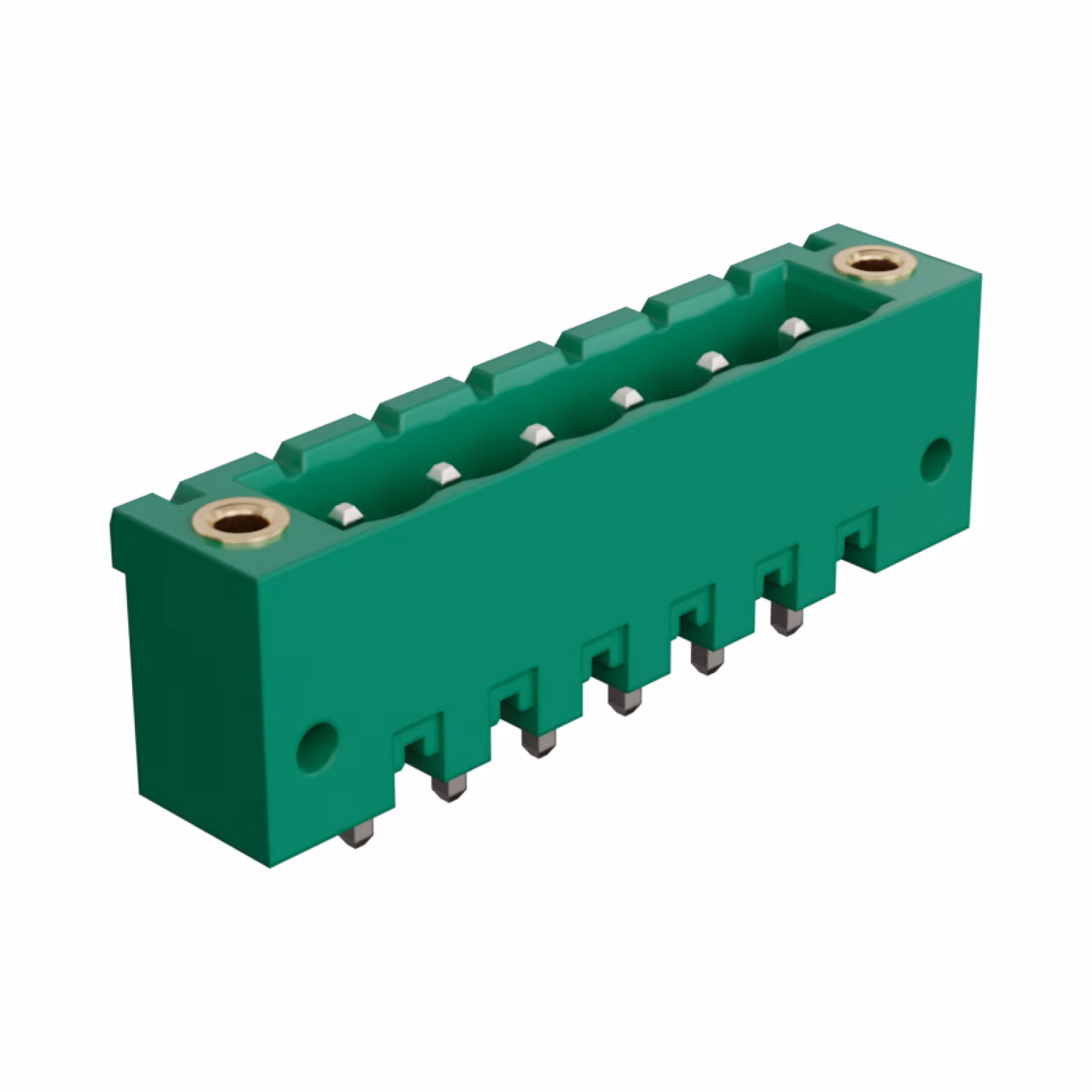 5.00mm Pitch Eurostyle Vertical PCB Header, with Threaded Retention Inserts, Green Housing, 6 Circuits for sale