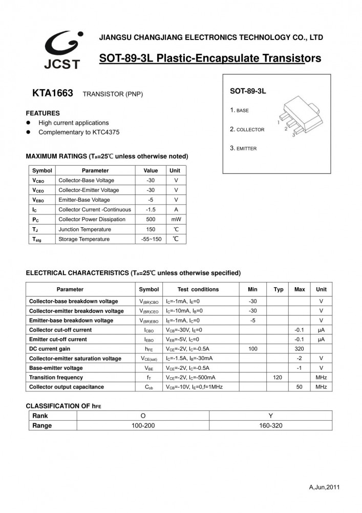KTA1663 datasheet page