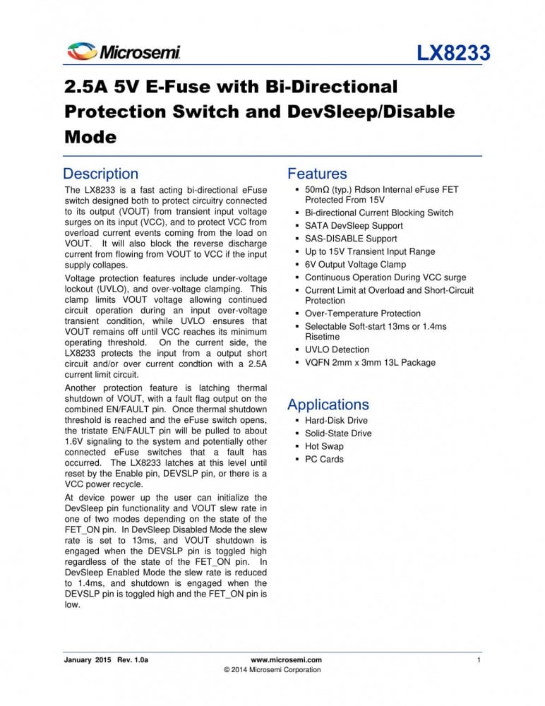 LX8233 datasheet page 1
