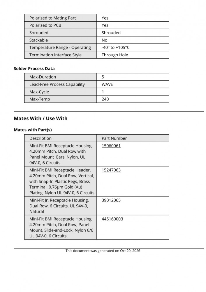 MOLEX MINI-FIT technical document page 4