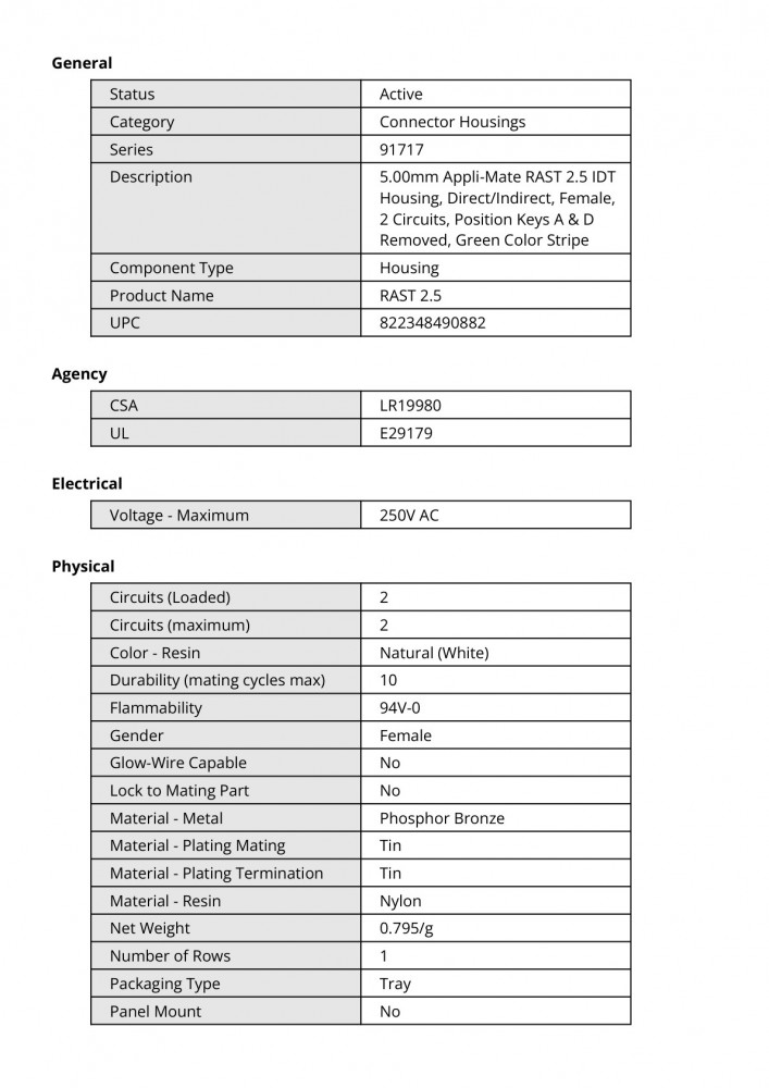 MOLEX 917170022 technical document image, page 2