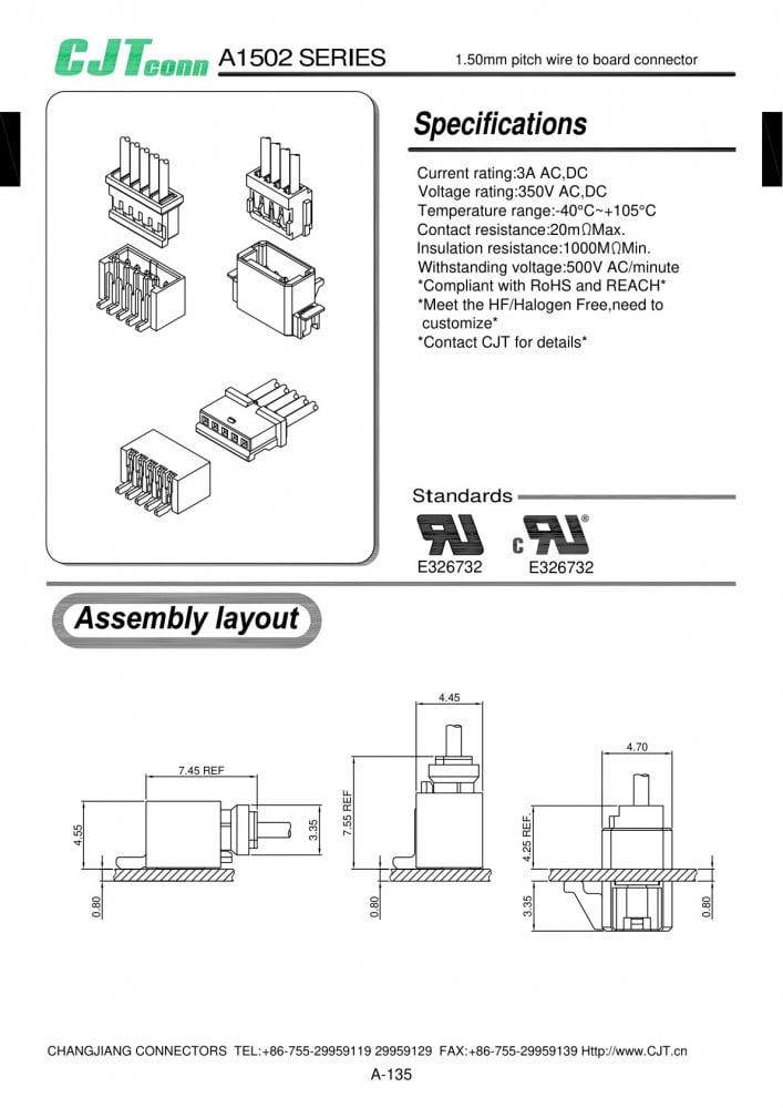 CJT A1502 series technical document page 1