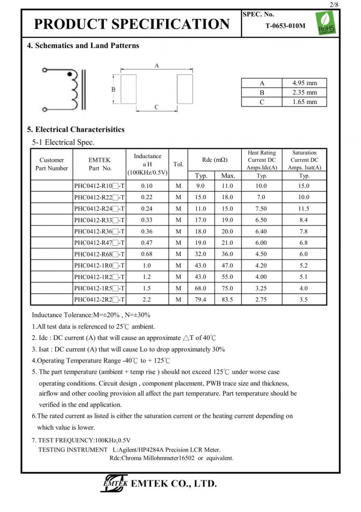 PHC0412 specification page 3