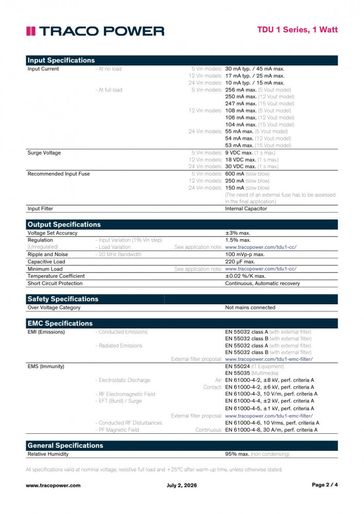 TDU 1-2412 technical document, page 2