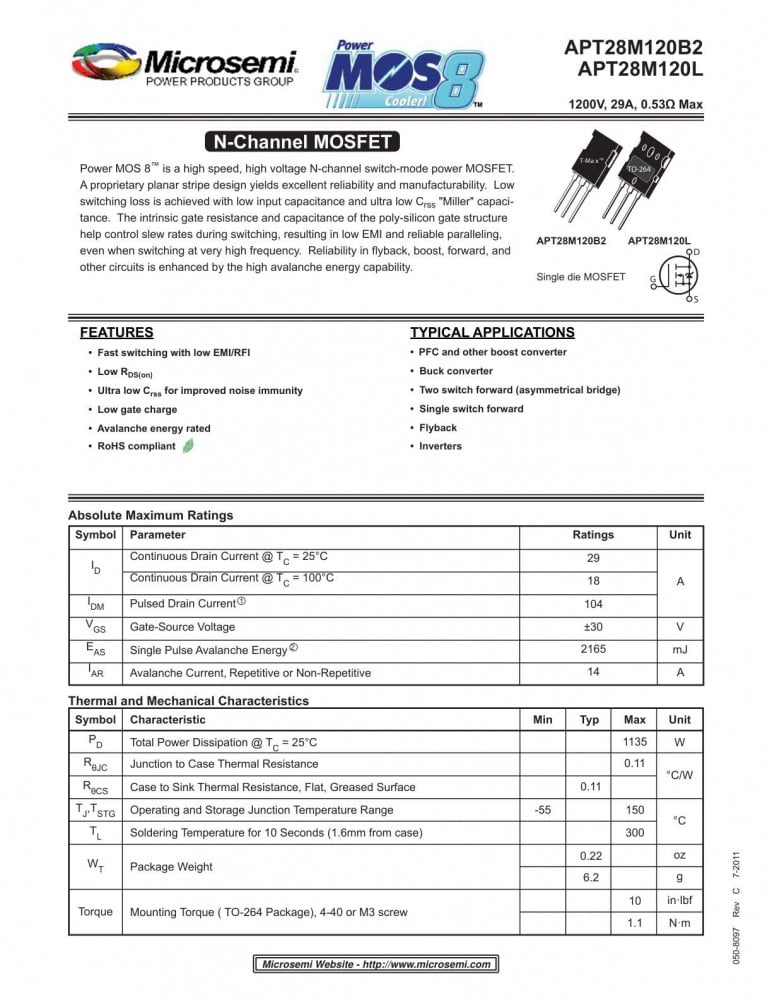 APT28M120L datasheet page 1