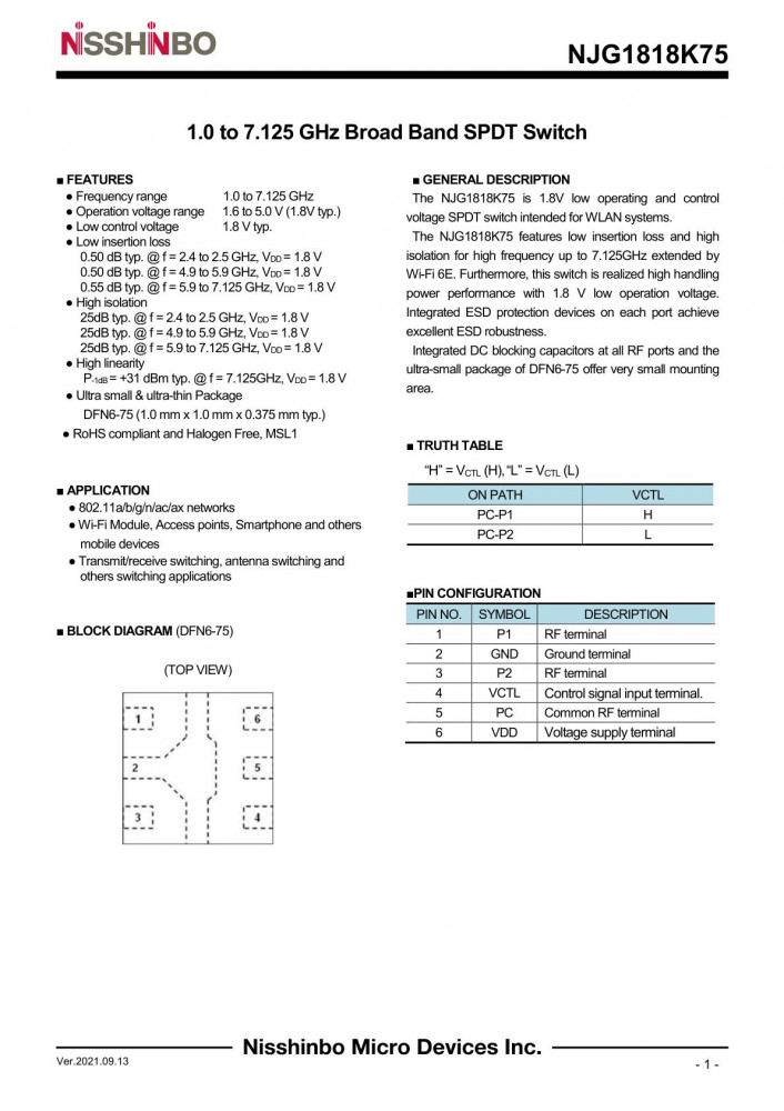 NJG1818K75 datasheet page 1