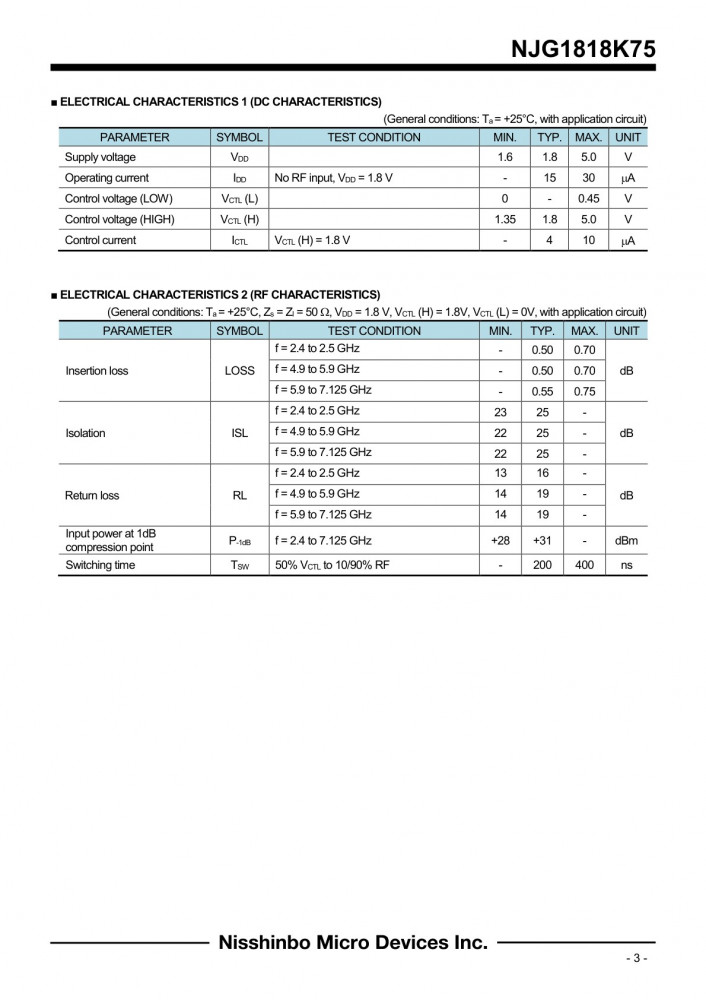 NJG1818K75 datasheet page 3
