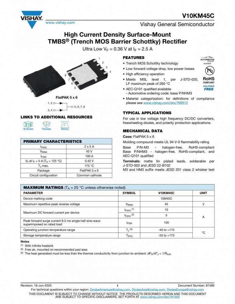 V10KM45C datasheet page 1