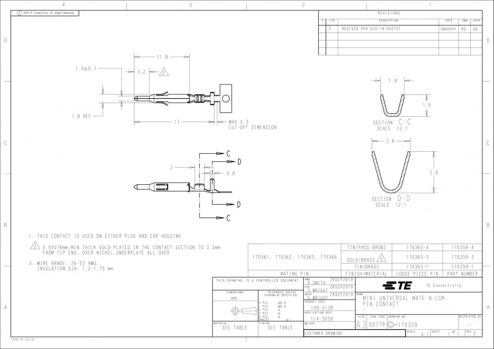 TE Connectivity 170359-4 controlled drawing preview