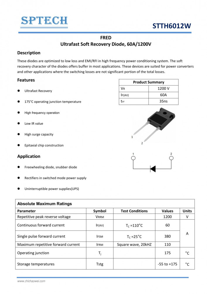 STTH6012W-SPT datasheet page 1