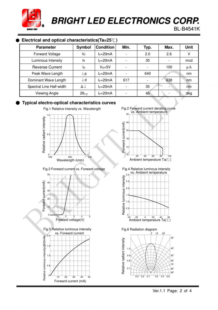 BL-B4541K technical document page 2