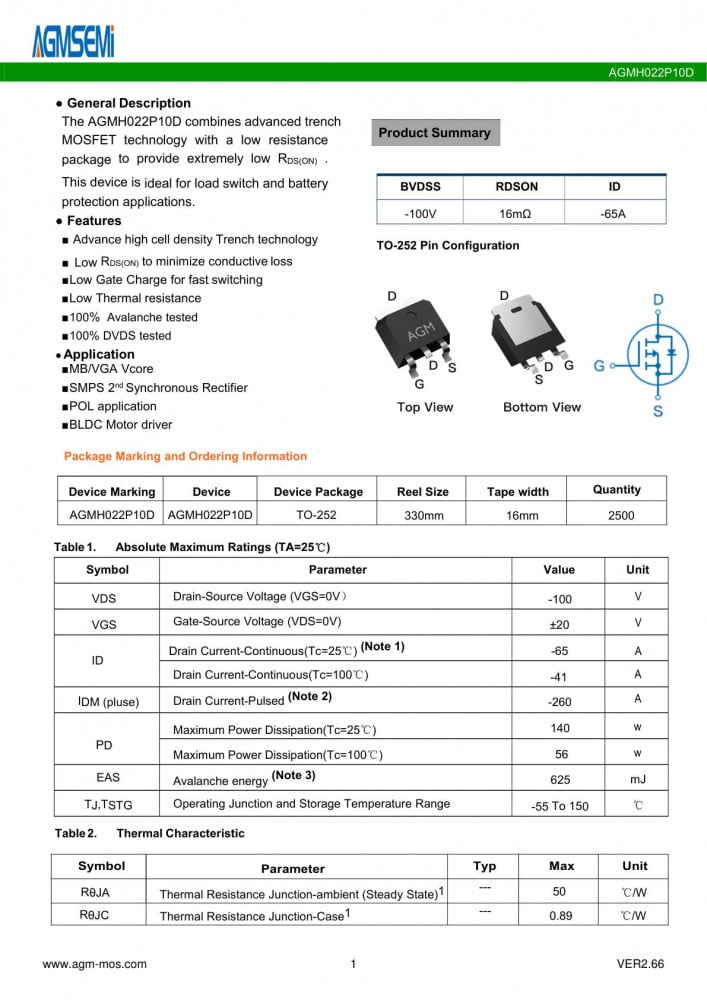 AGMH022P10D datasheet page 1