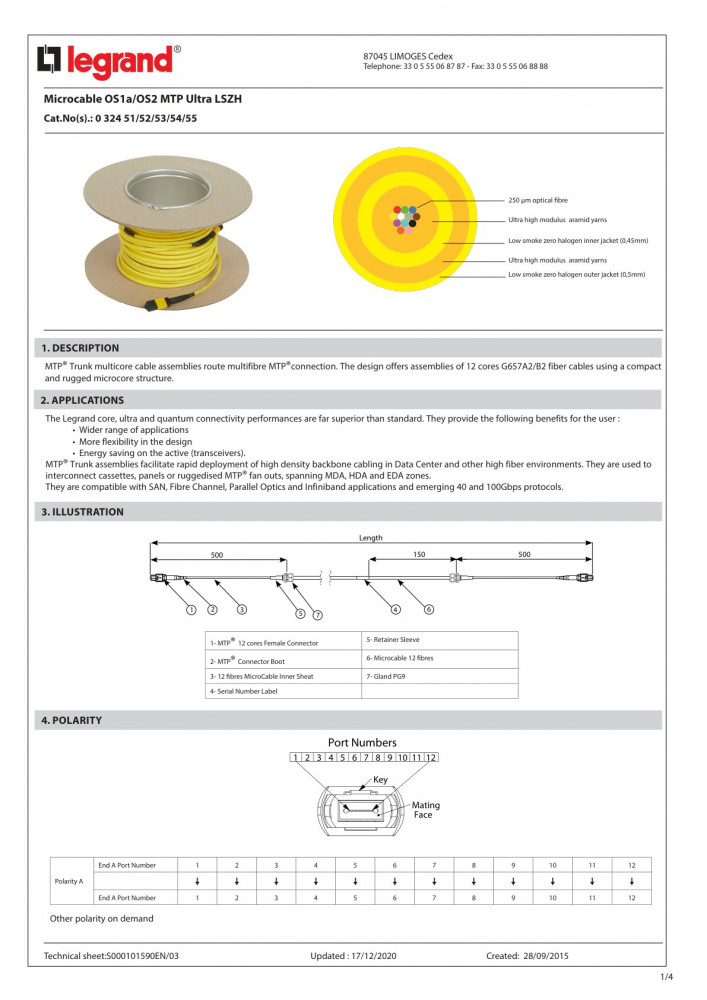 Legrand product document, page 1