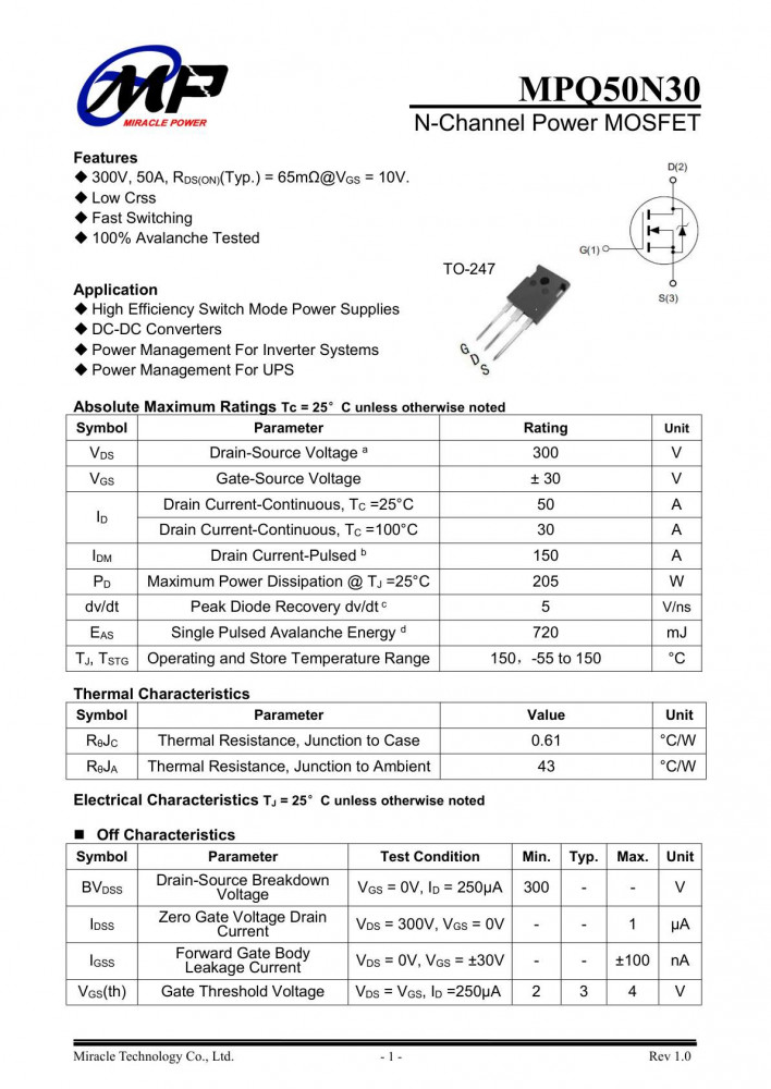 MPQ50N30 datasheet page 1