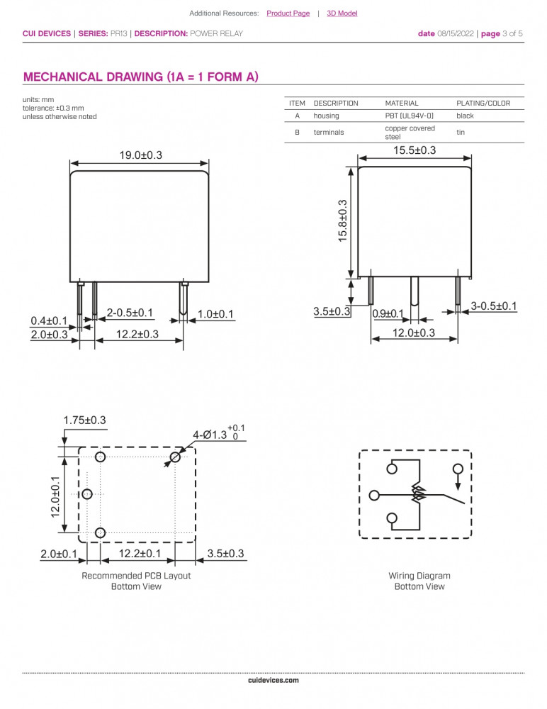 PR13 relay technical document page 3