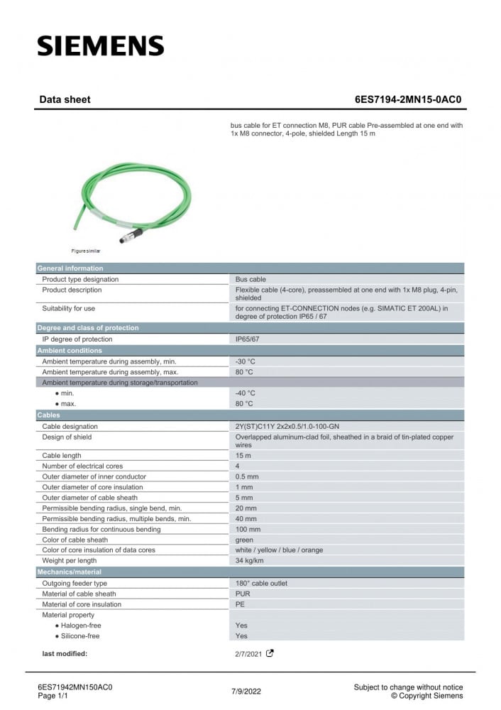 6ES71942MN150AC0 technical document page