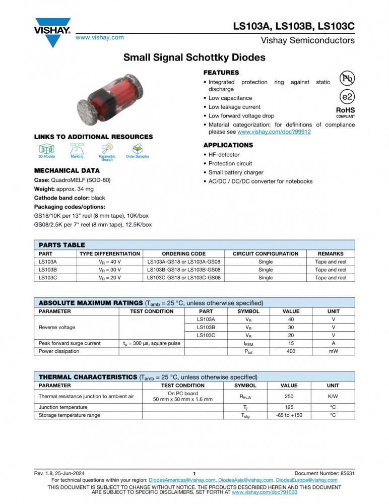 Vishay LS103 datasheet page 1