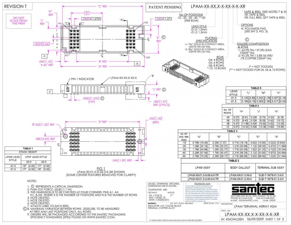 Samtec LPAM drawing page 1