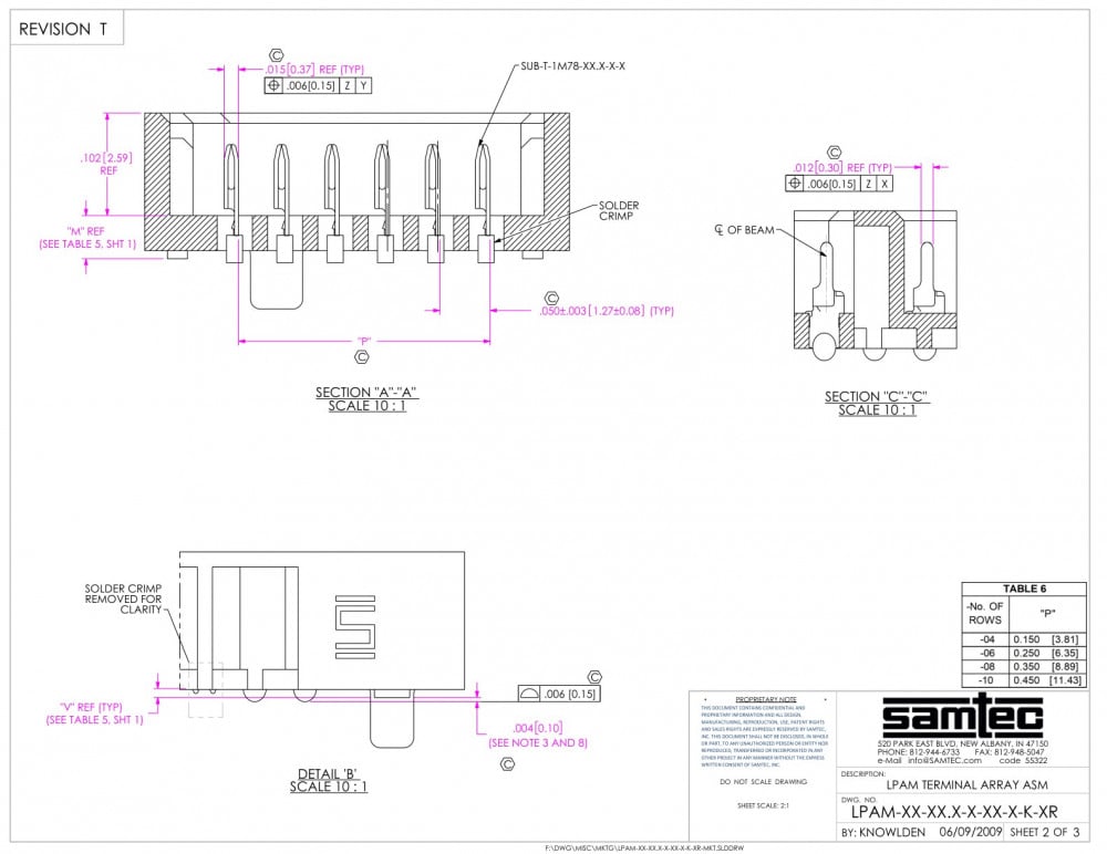 Samtec LPAM drawing page 2