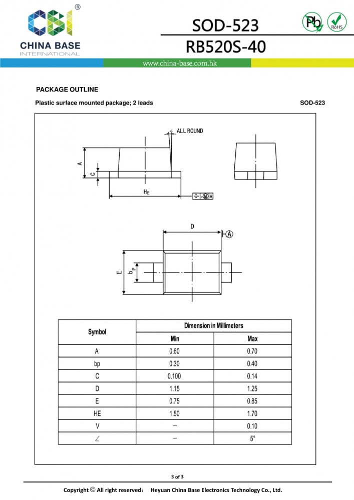 CBI RB520S-40 datasheet page 3