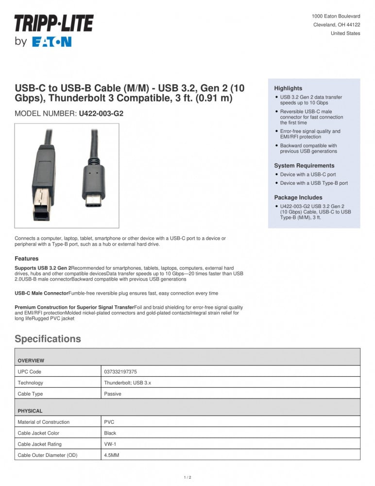 U422-003-G2 technical document page 1