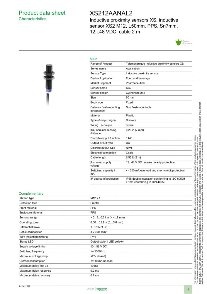 XS212AANAL2 technical document page 1