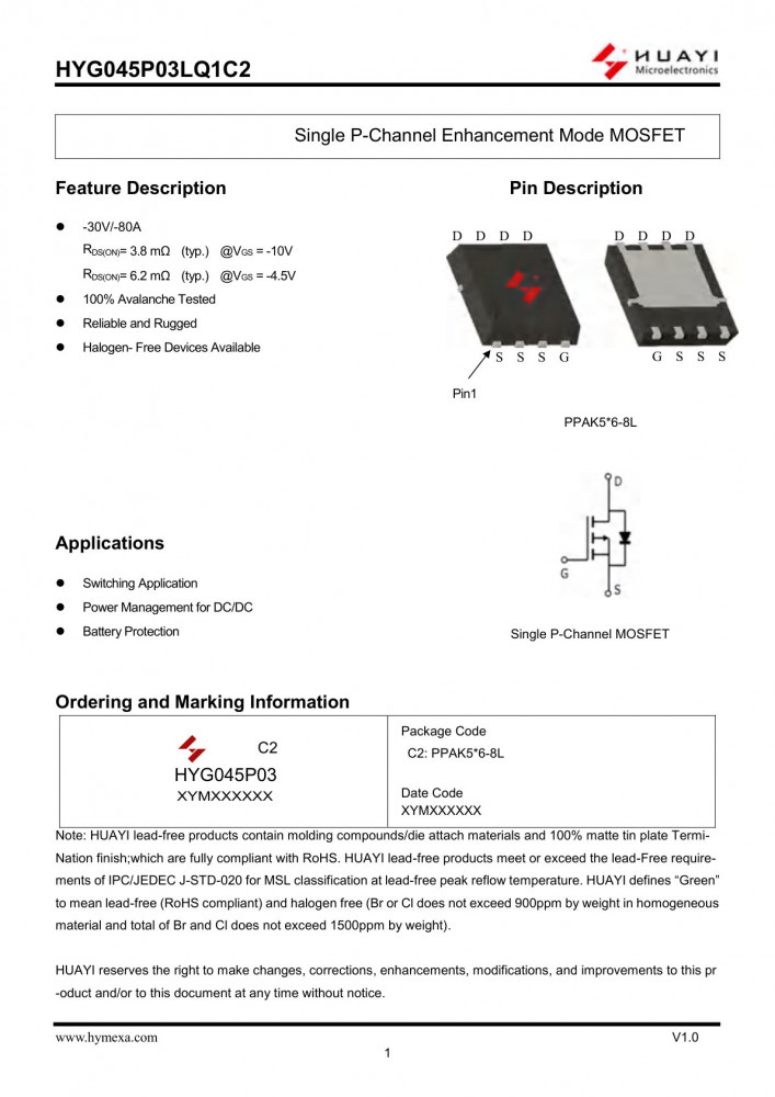 HYG045P03LQ1C2 datasheet page 1