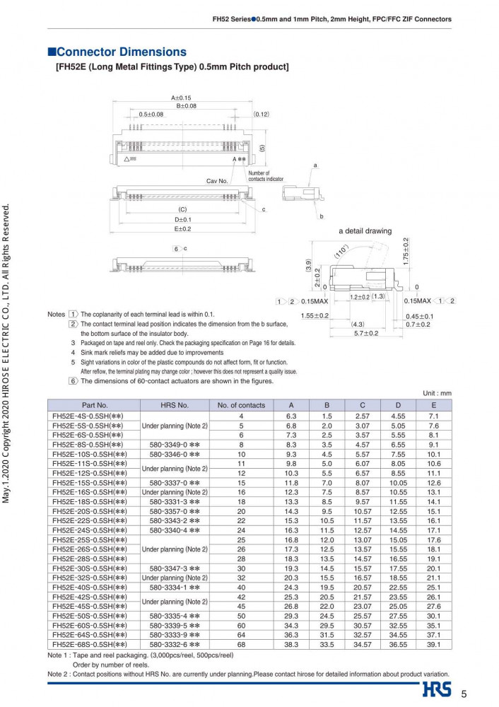 HRS FH52E dimensional page
