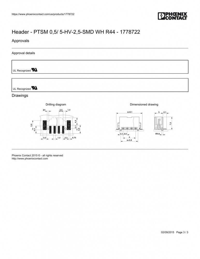 Phoenix Contact 1778722 dimensioned drawing