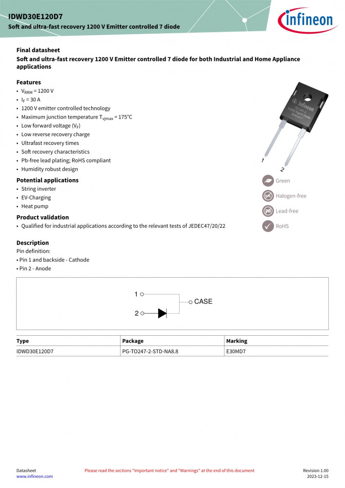 IDWD30E120D7XKSA1 datasheet page 1