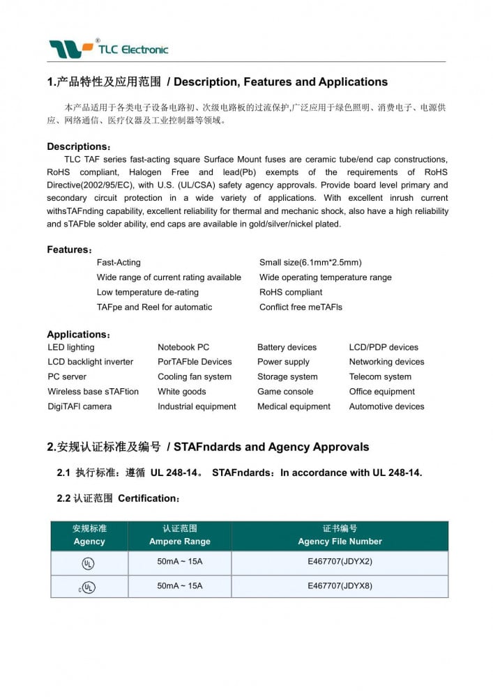 TAF3.15 datasheet page 2