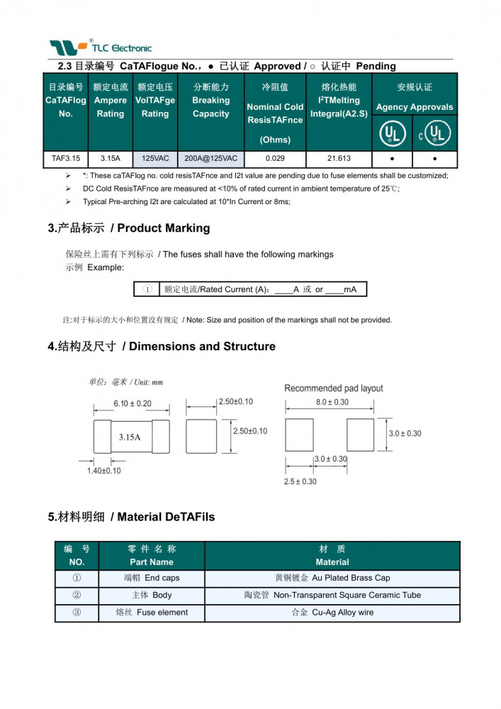 TAF3.15 datasheet page 3