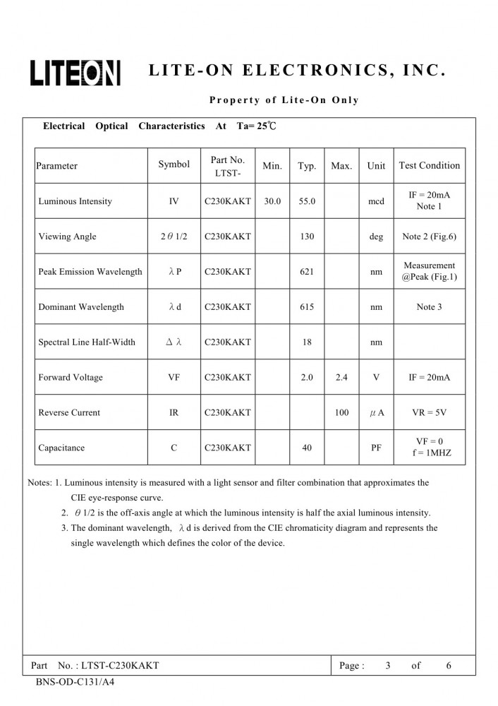 LTST-C230KAKT datasheet page 3