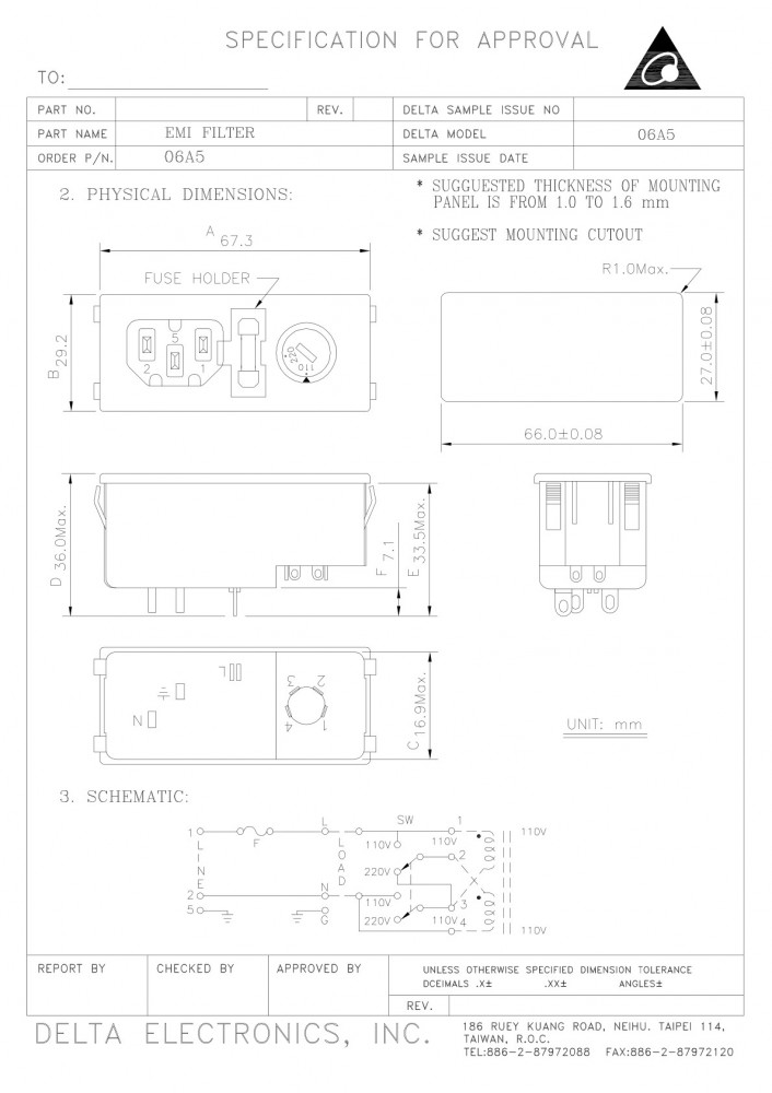 DELTA EMI filter specification page 2