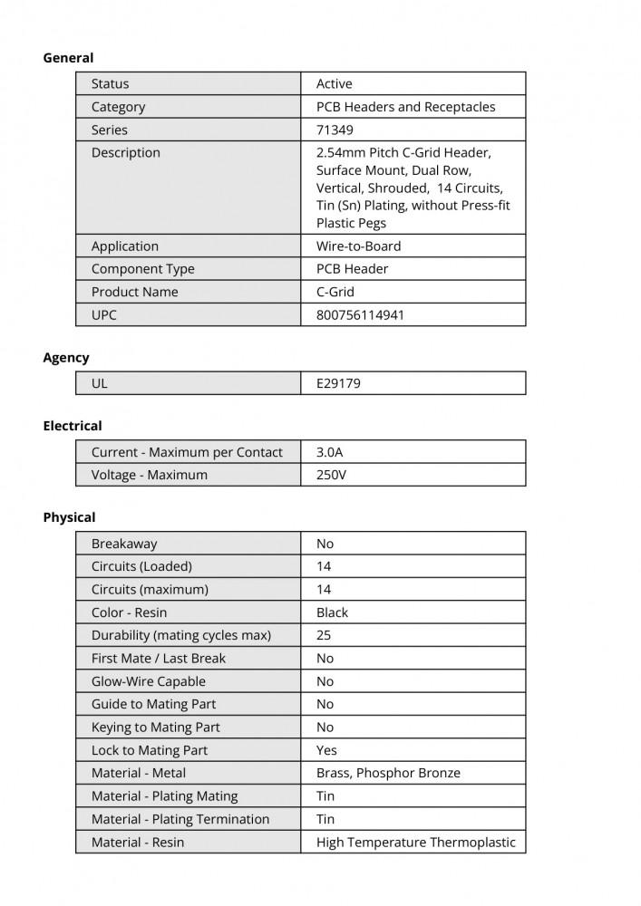 MOLEX 713491005 technical document page 2