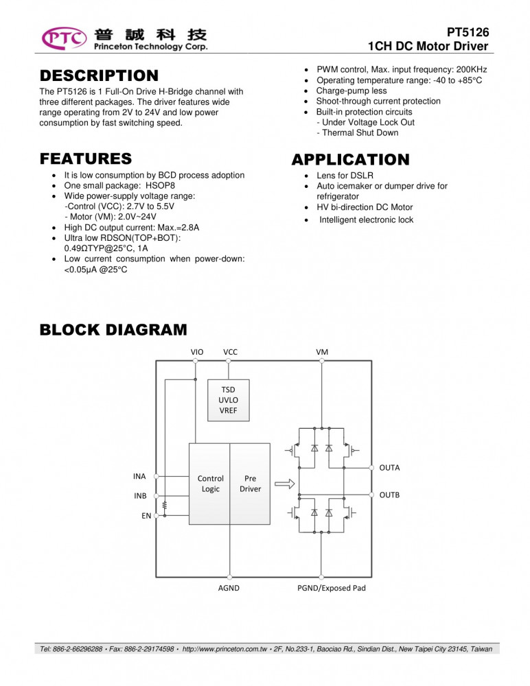 PT5126 datasheet page 1