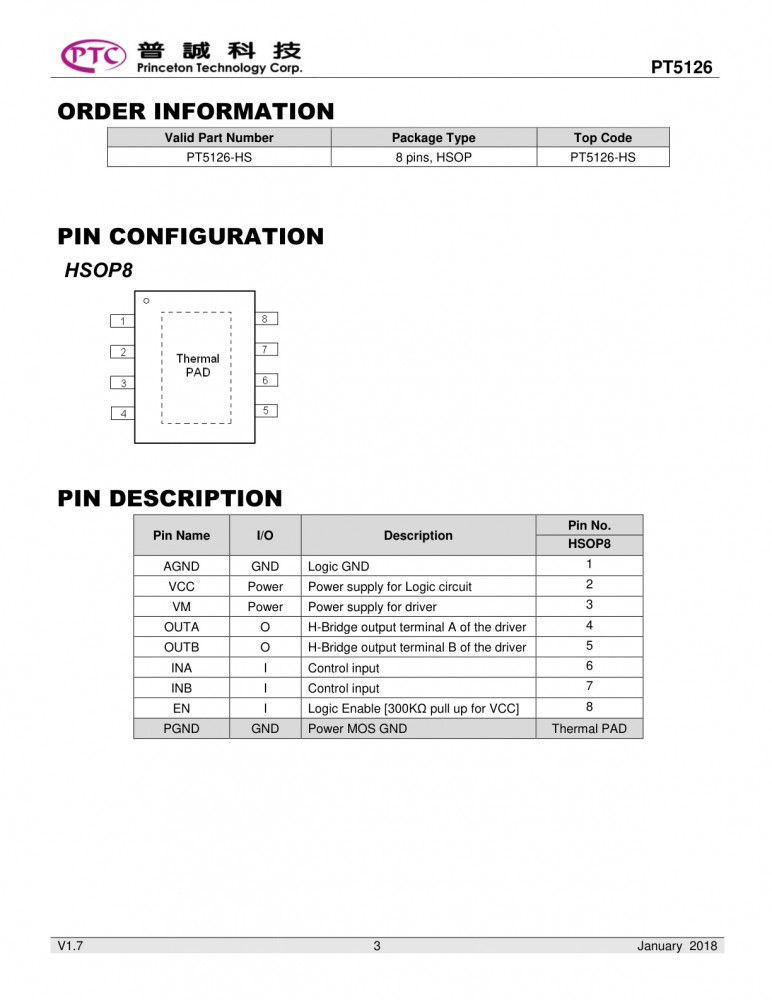 PT5126 datasheet page 3