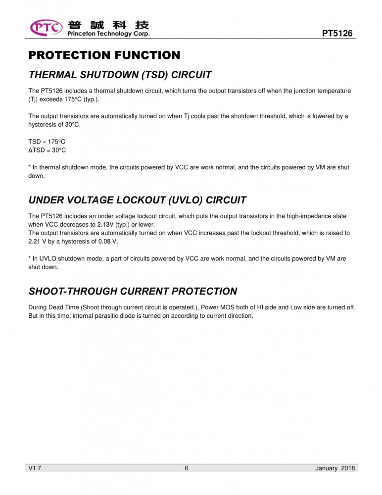 PT5126 datasheet page 6