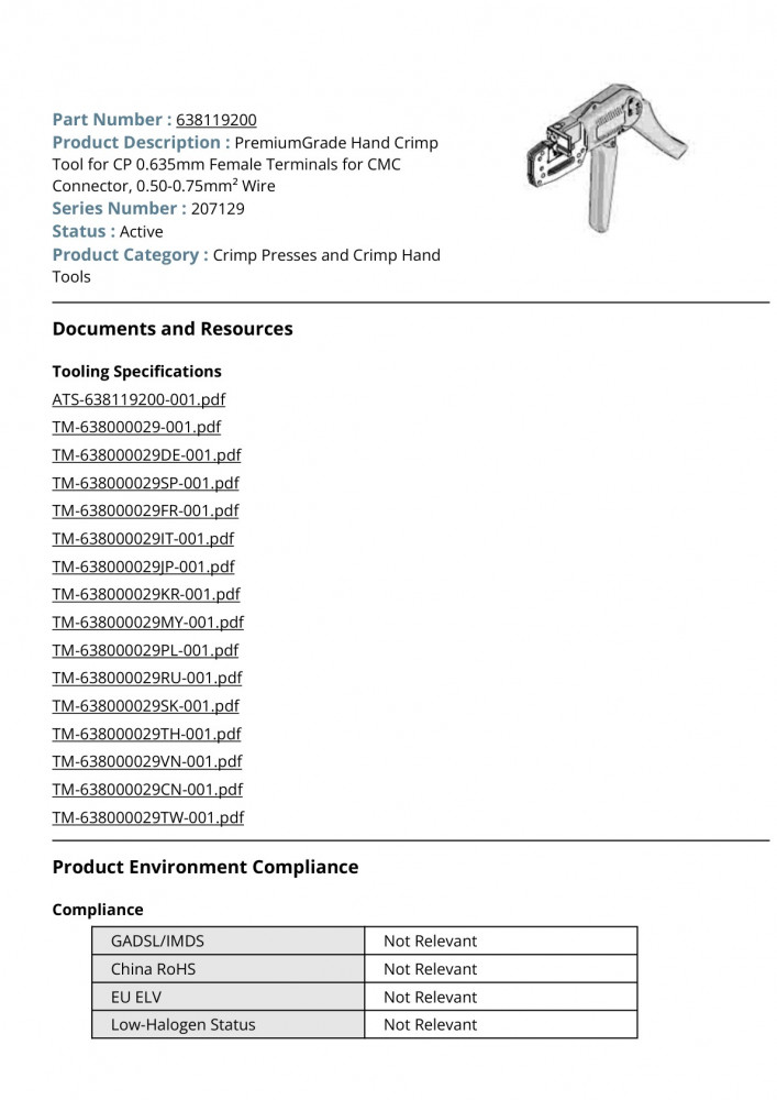 MOLEX 638119200 document preview, page 1