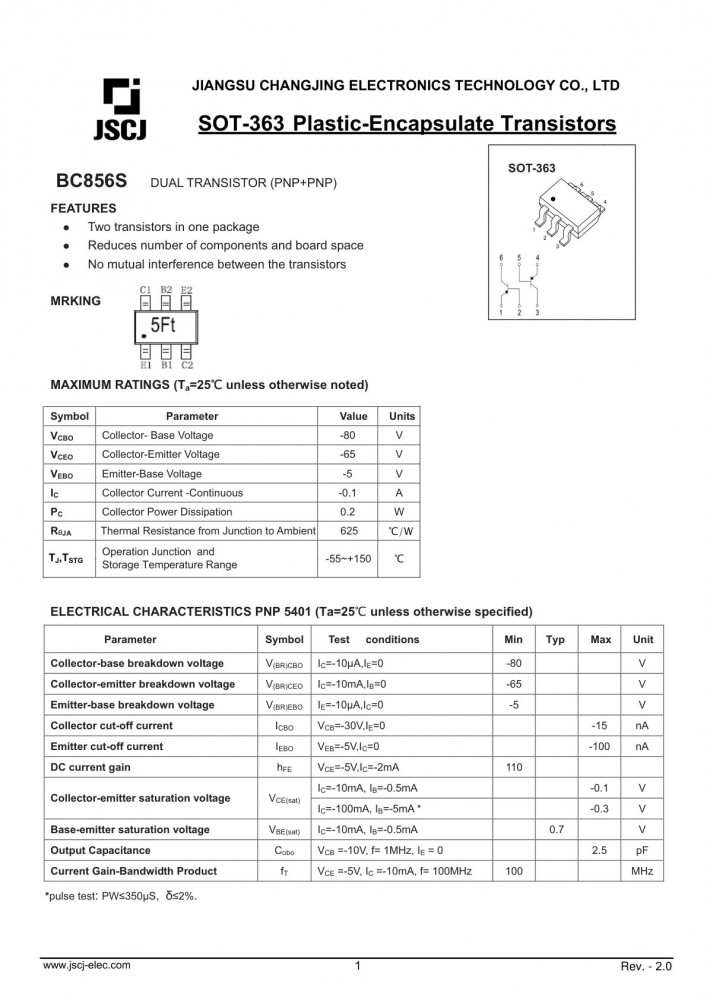 BC856S datasheet page 1