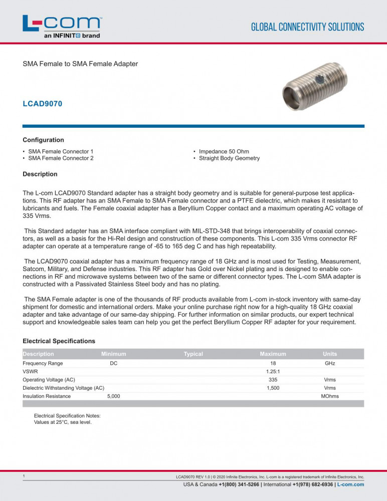 LCAD9070 technical document page 1