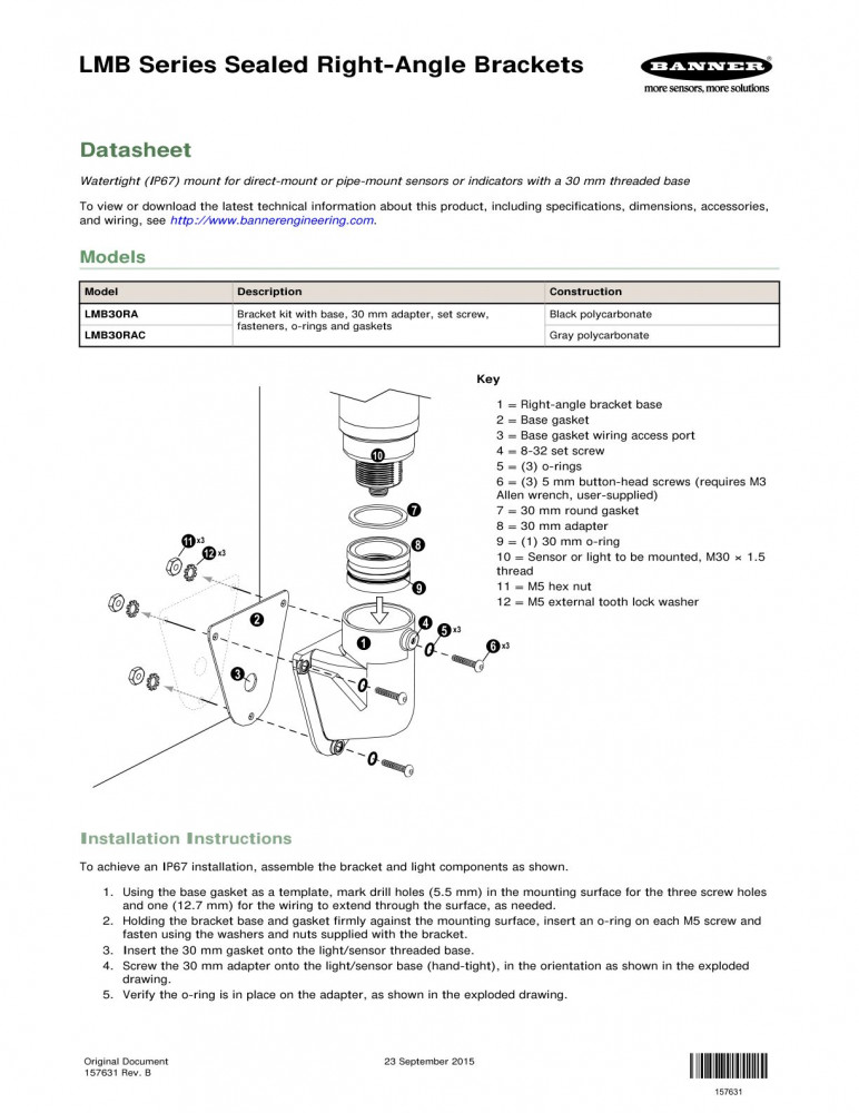 LMB30RA technical document page 1