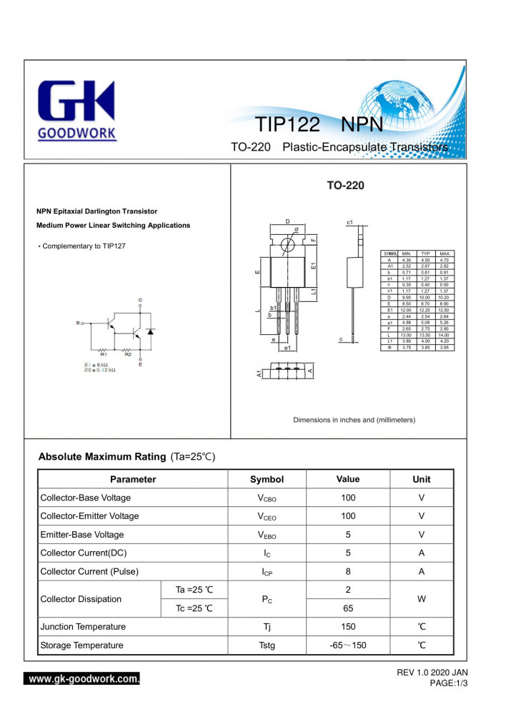 GOODWORK TIP122 datasheet page 1