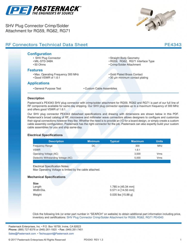 PE4343 technical document page 1