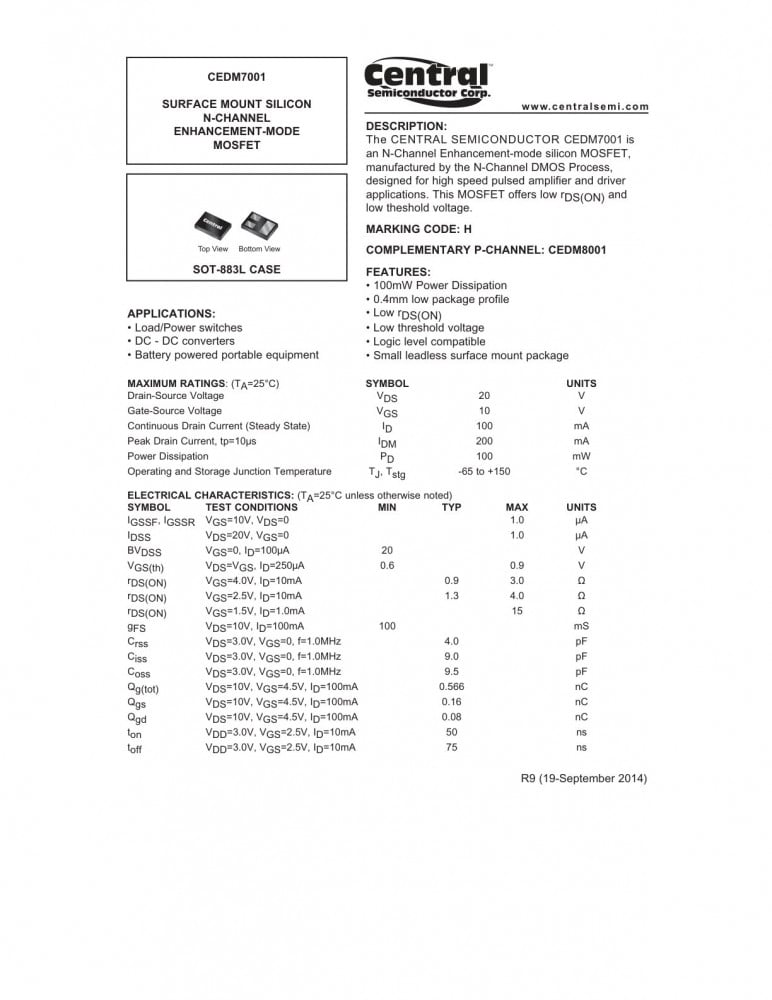 CEDM7001 datasheet page 1